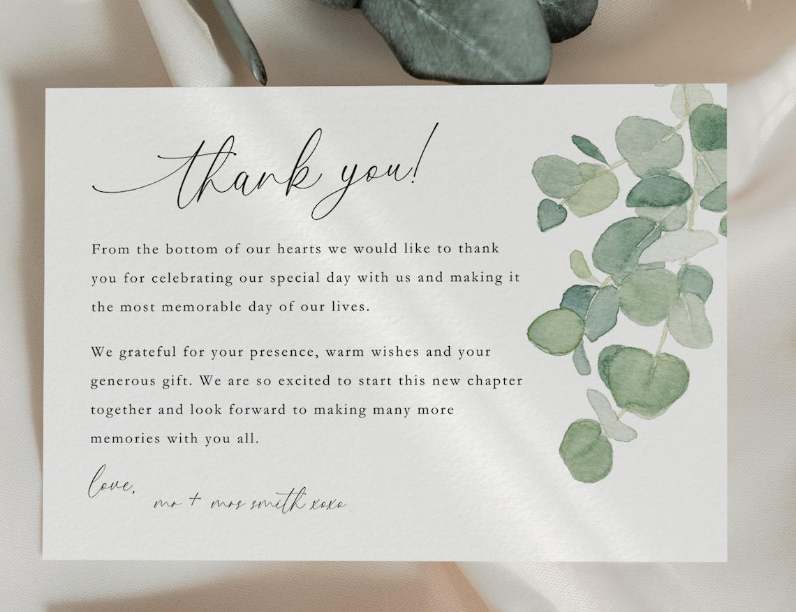 Thank You Note After Wedding Template INSTANT DOWNLOAD, Editable ...