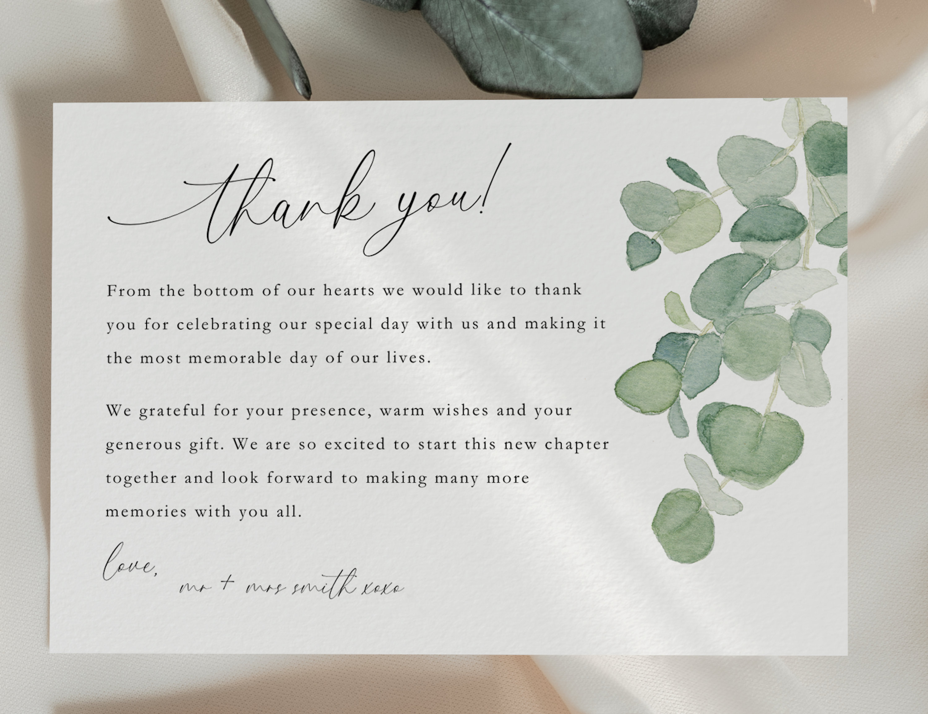 Thank You Note After Wedding Template INSTANT DOWNLOAD, Editable ...