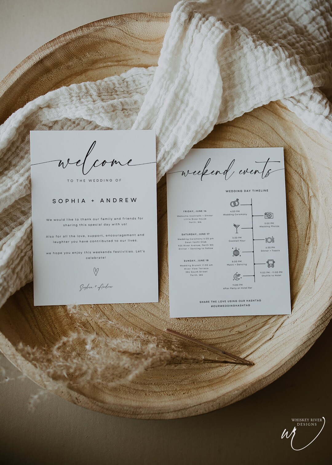 Wedding Welcome Letter & Weekend Itinerary Card: Editable Template ...