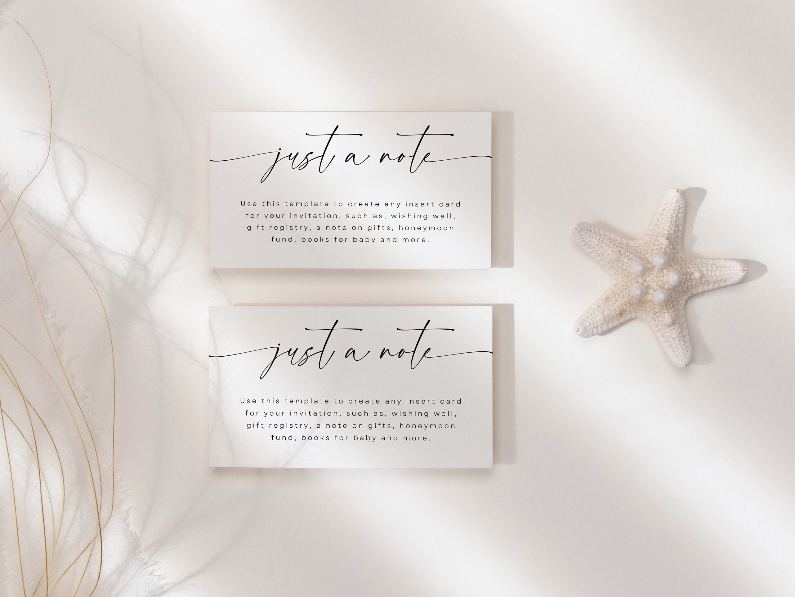 Printable Enclosure Cards Template, Instant Download, Modern Wedding ...