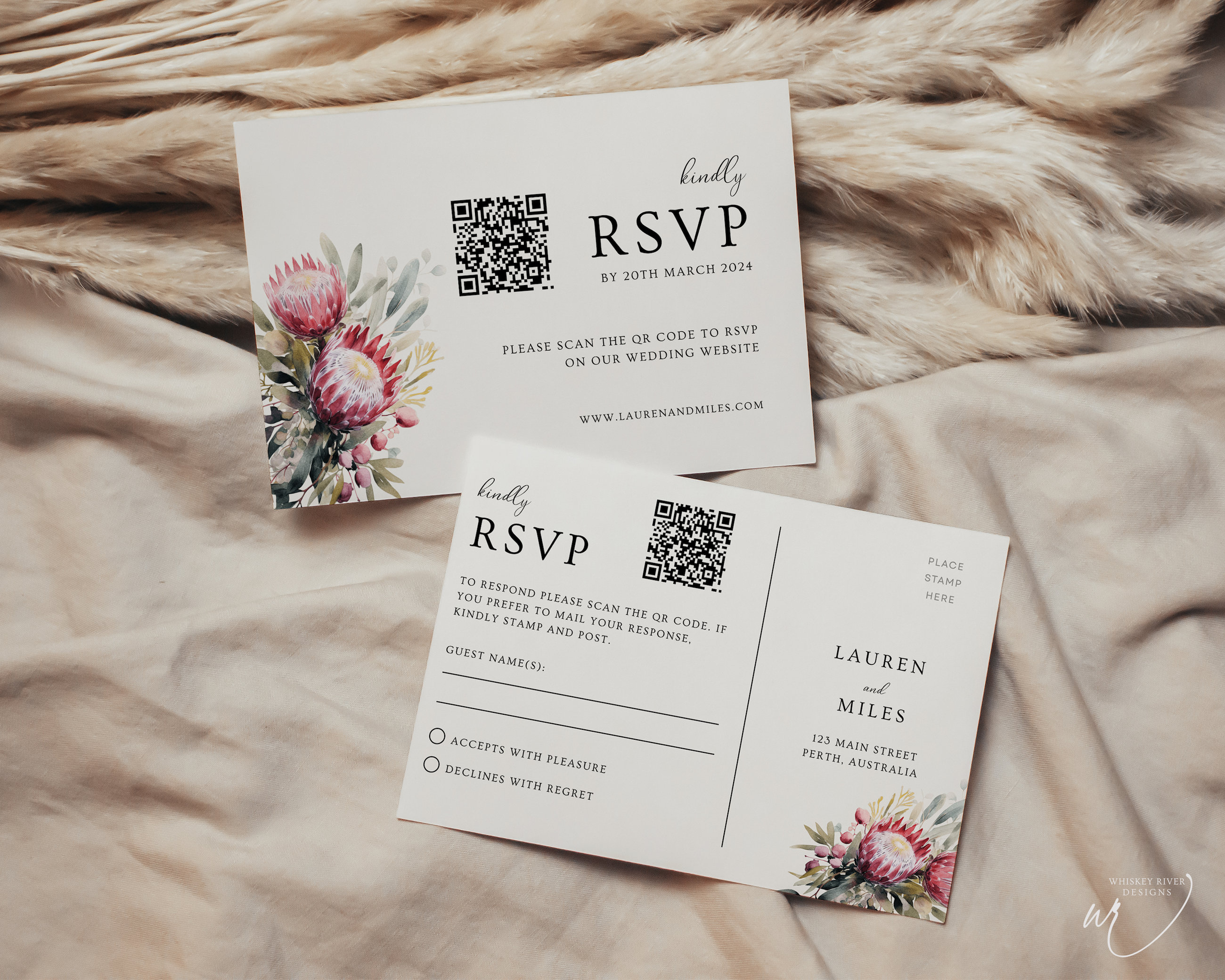 RSVP Card With QR Code Editable Template Native Greenery - Etsy