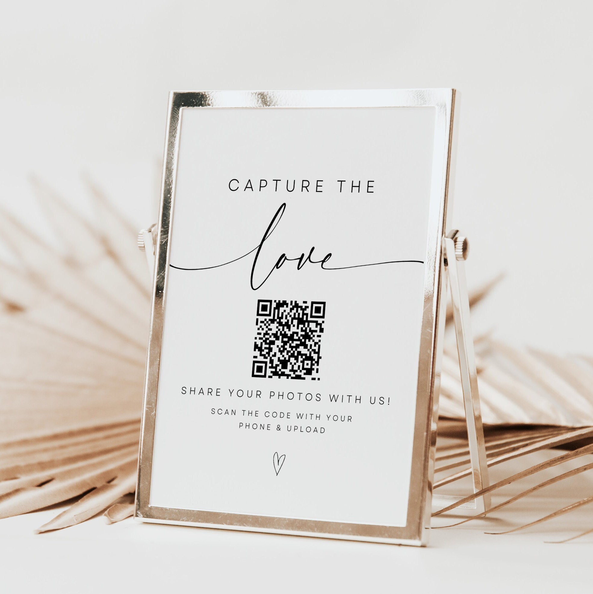 QR Code Sign for Wedding Photos Template, Instant Download, Editable ...