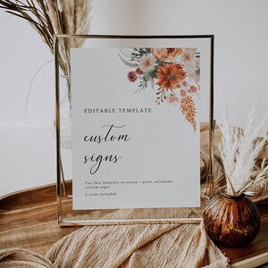 Boho Floral Wedding Sign Template: Editable Printable (digital Download ...