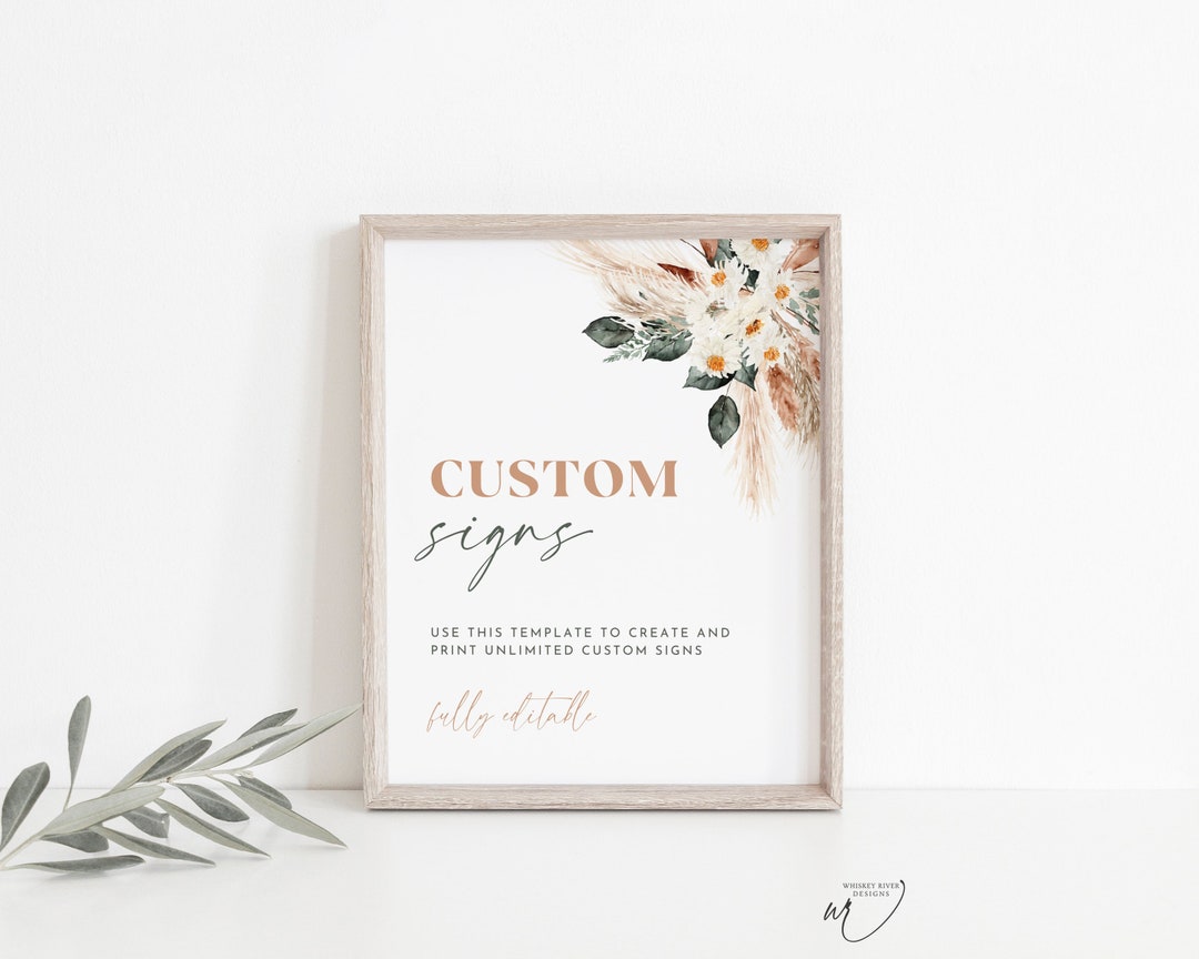 Boho Baby Shower Custom Signs, Editable Template, Baby Shower Table ...