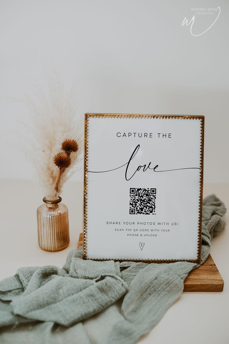 Modern Wedding QR Code Sign: Editable Photo Sharing (digital Download ...