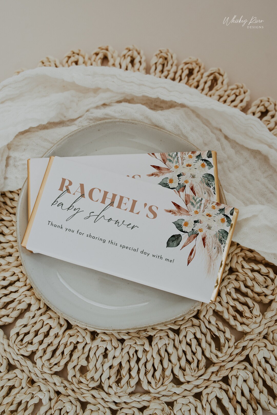 Boho Candy Bar Label Template, Printable Chocolate Wrapper, Baby Shower ...