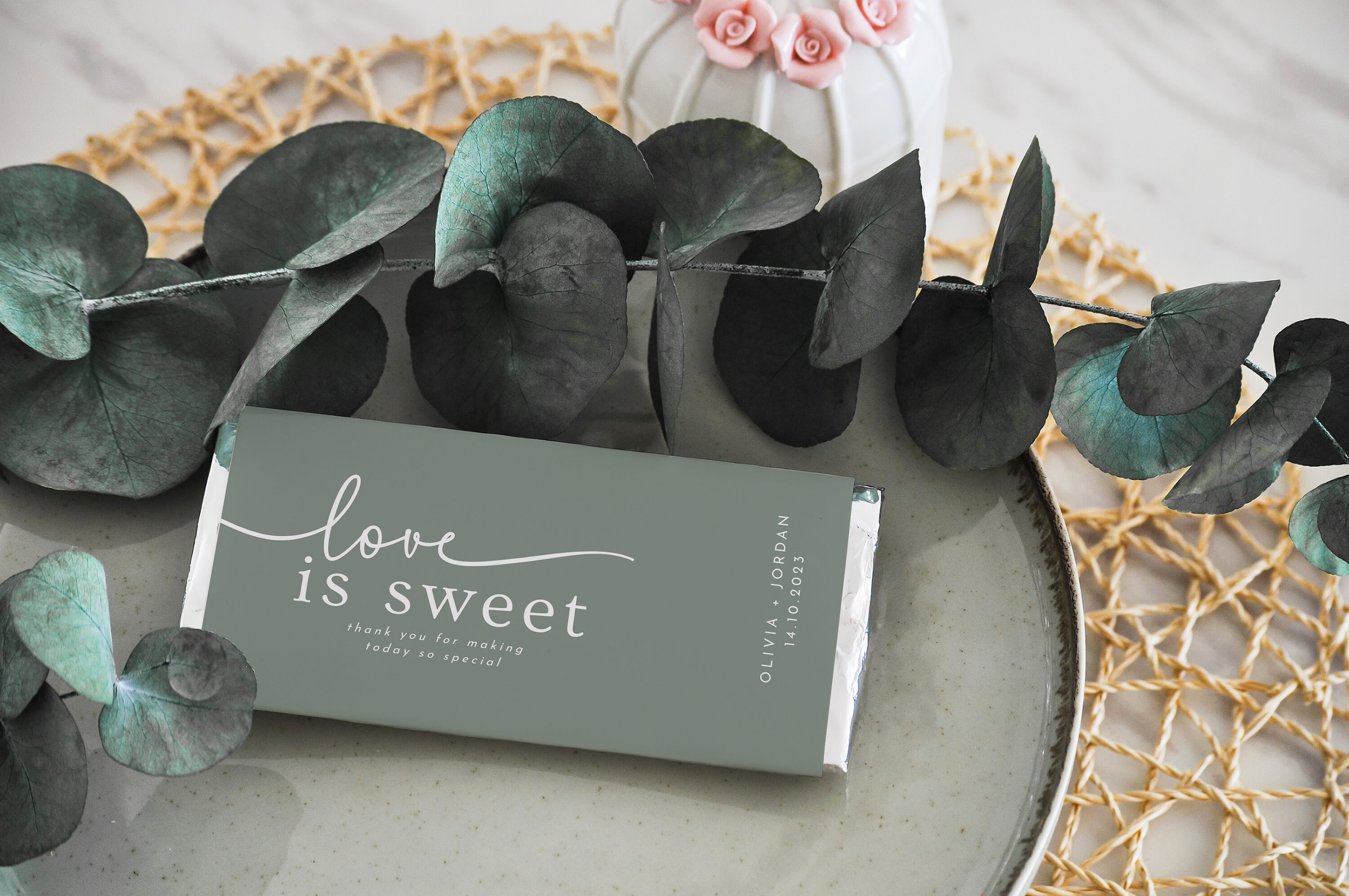 Candy Bar Wrapper Template, Sage Green, Instant Download, Editable ...