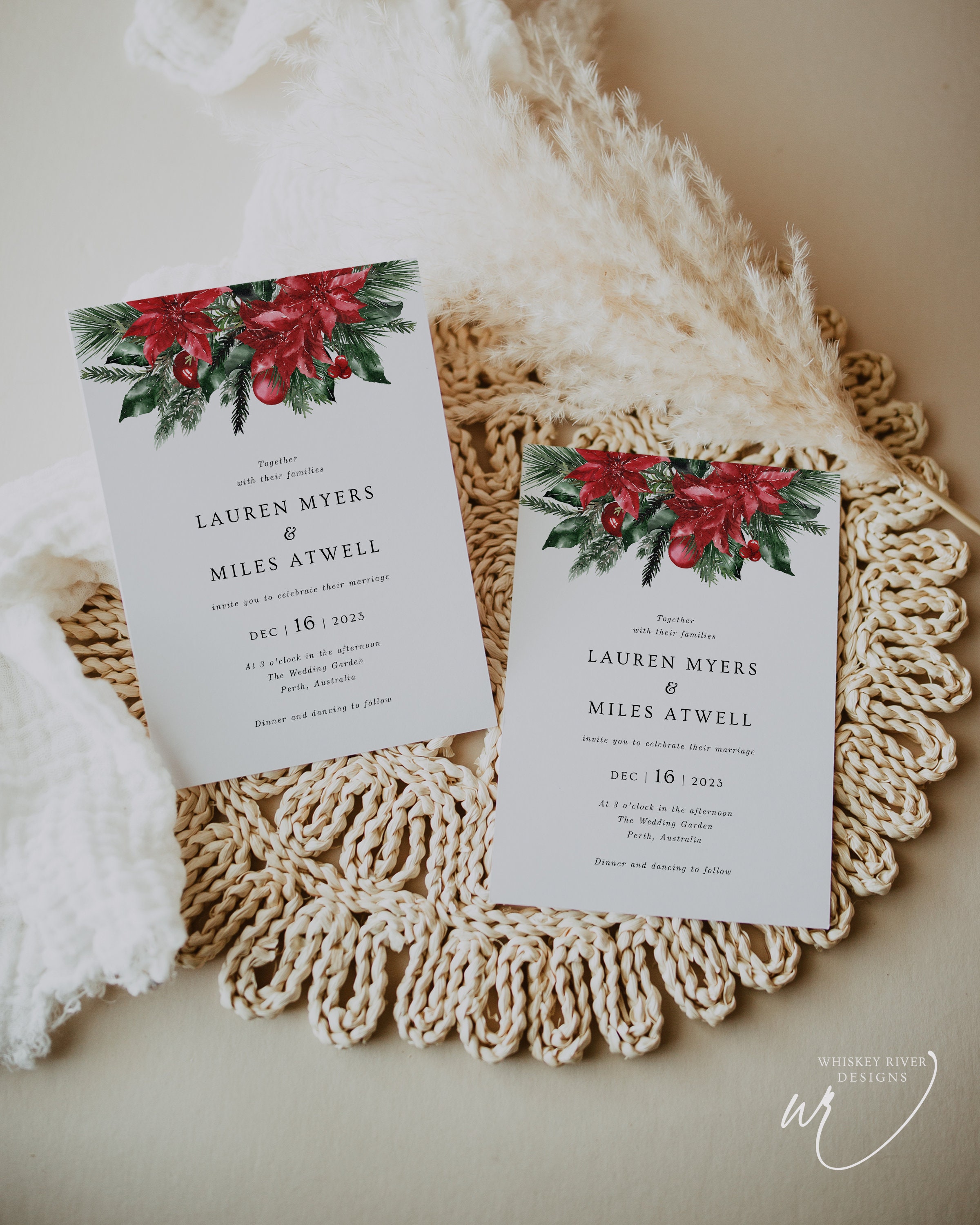 Christmas Wedding Invitation Editable Template Christmas - Etsy