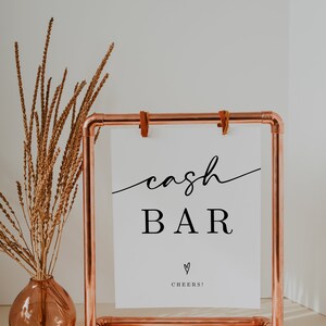 Minimalist Cash Bar Wedding Sign: Editable Template (instant Download ...