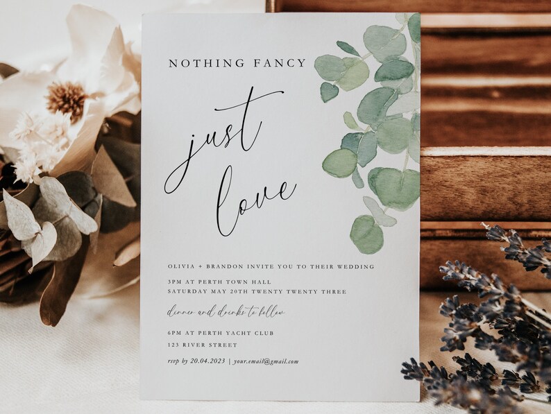 Intimate Wedding Invitation Template, Instant Download, Editable ...