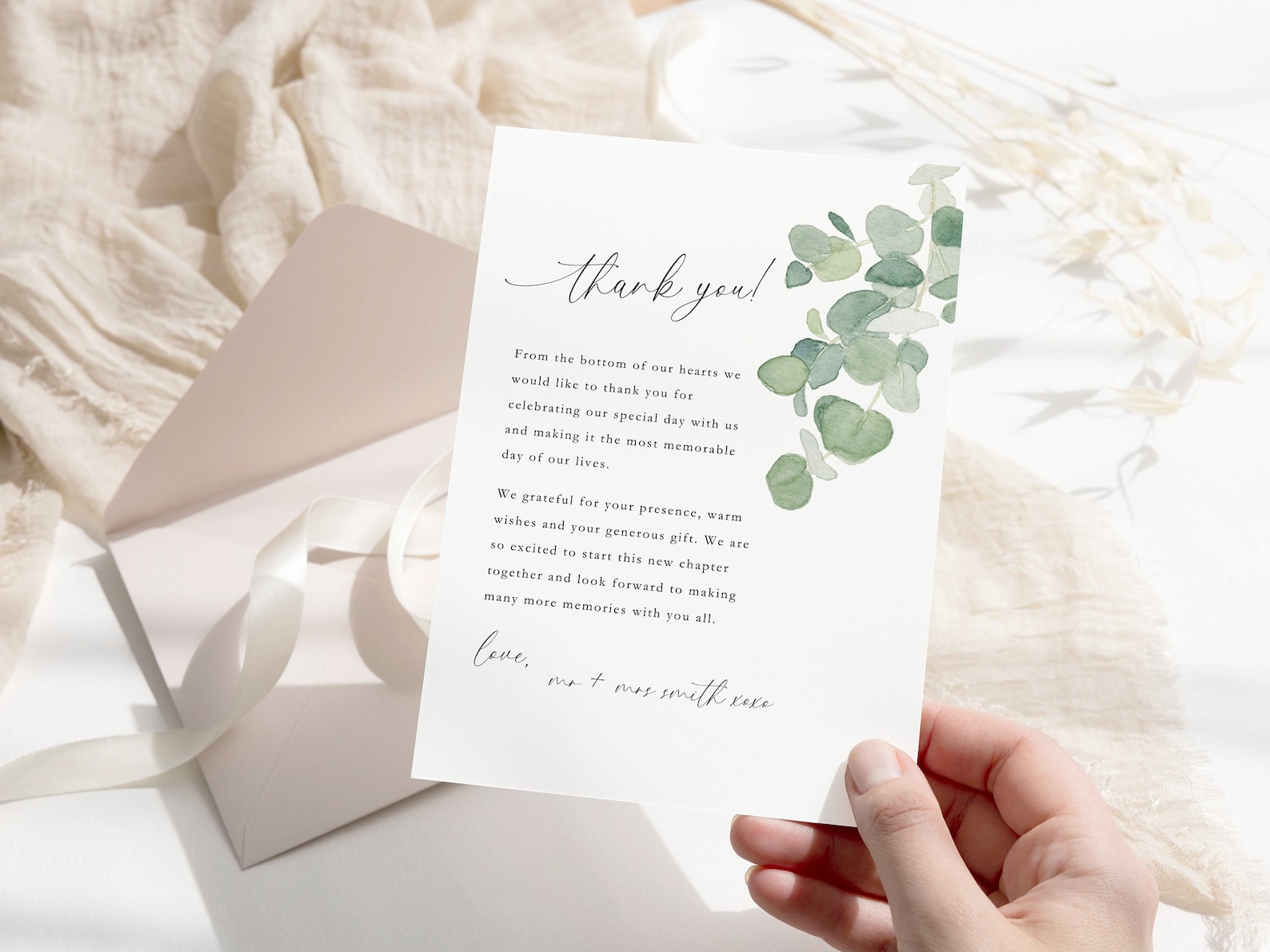 Thank You Note After Wedding Template INSTANT DOWNLOAD, Editable ...
