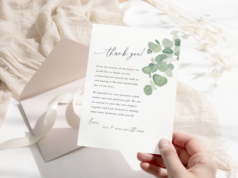 Thank You Note After Wedding Template INSTANT DOWNLOAD, Editable ...