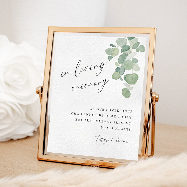 In Loving Memory Wedding Sign Printable INSTANT DOWNLOAD - Etsy