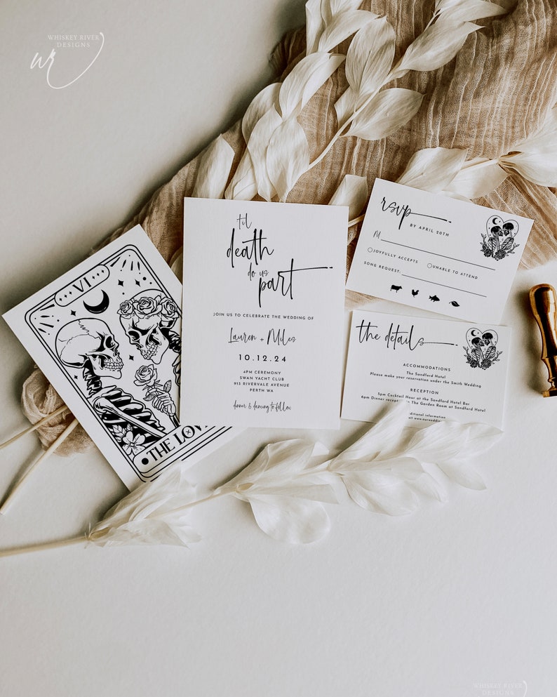 Gothic Tarot Wedding Invitation Set: the Lovers, Editable Template ...