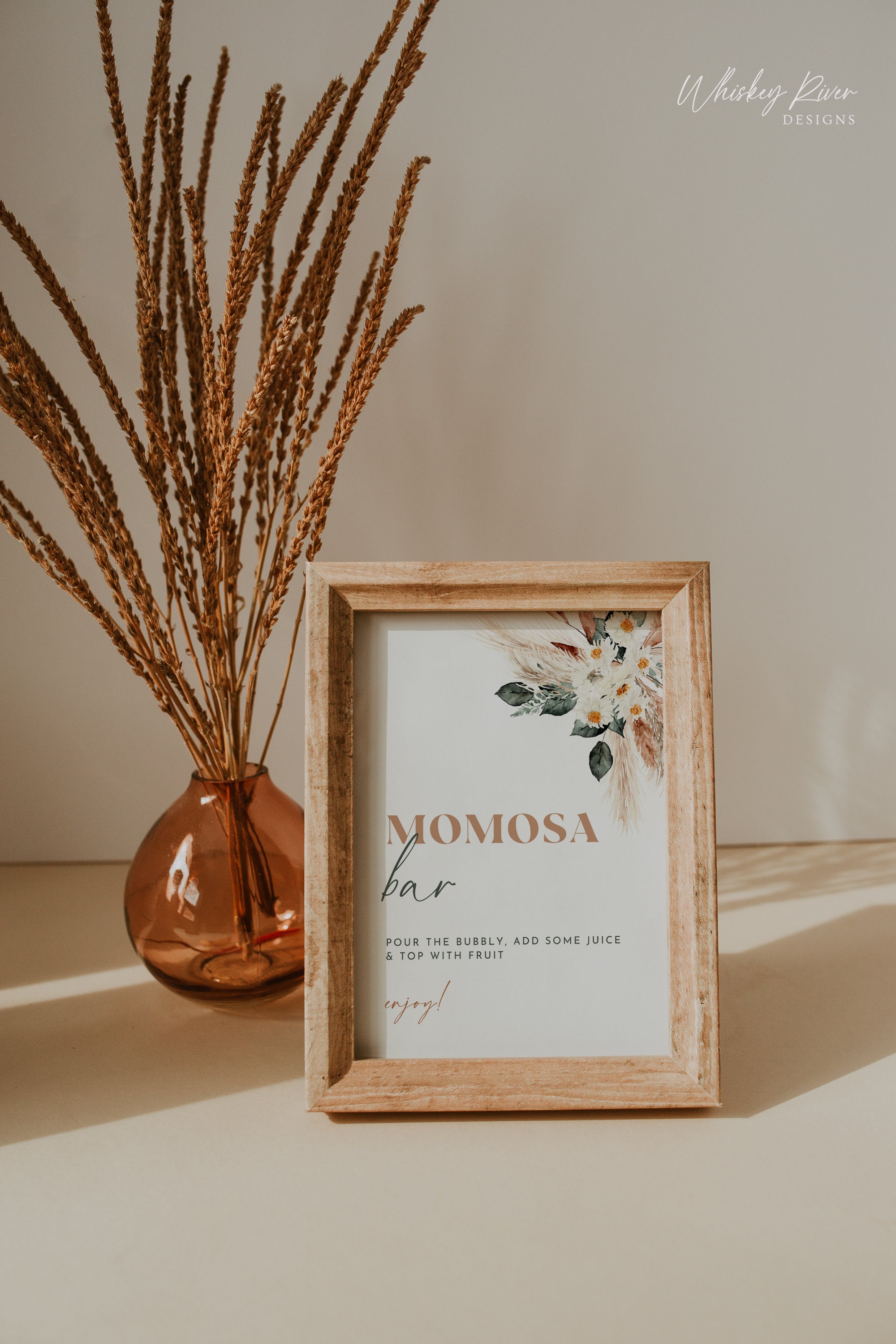 Mimosa Bar Baby Shower Sign Template, Boho Momosa Bar Sign, Editable ...