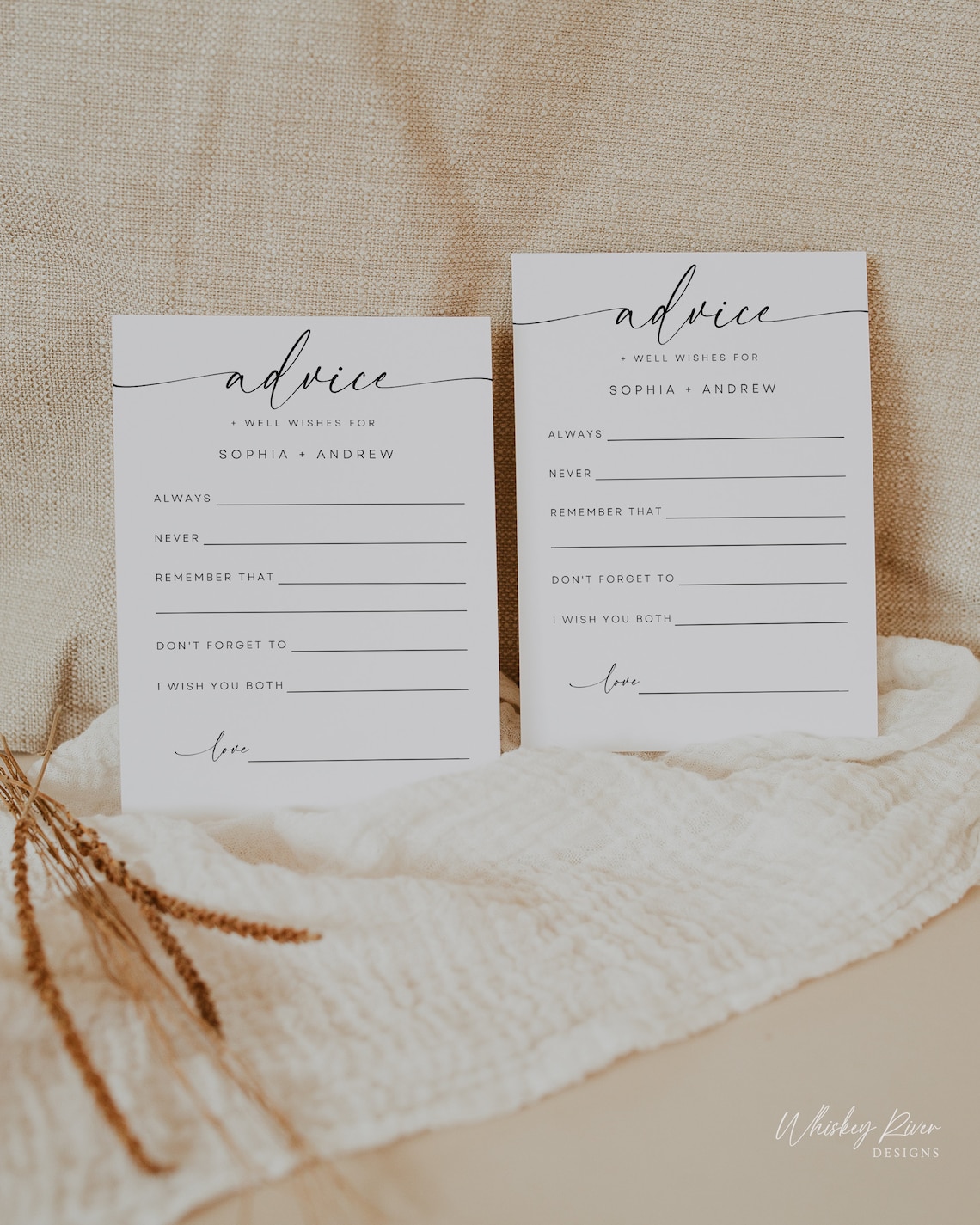 Minimalist Wedding Advice Card Template INSTANT DOWNLOAD Editable, Best ...