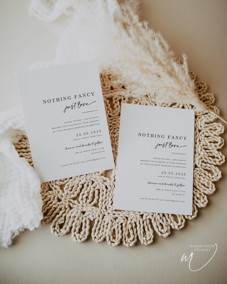 Intimate Wedding Invitation Template, Instant Download, Editable ...