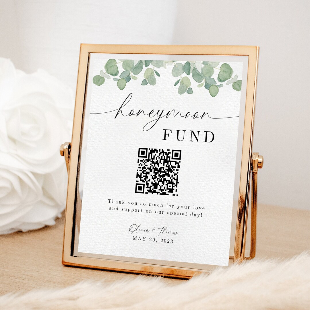 Wedding QR Code Honeymoon Fund Sign Template INSTANT DOWNLOAD - Etsy