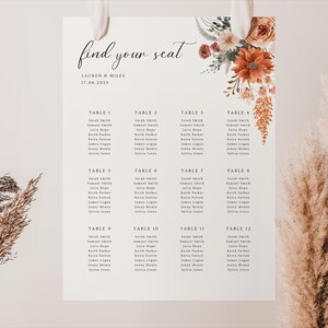 Boho Wedding Seating Chart, Editable Template, Floral Seating Chart ...