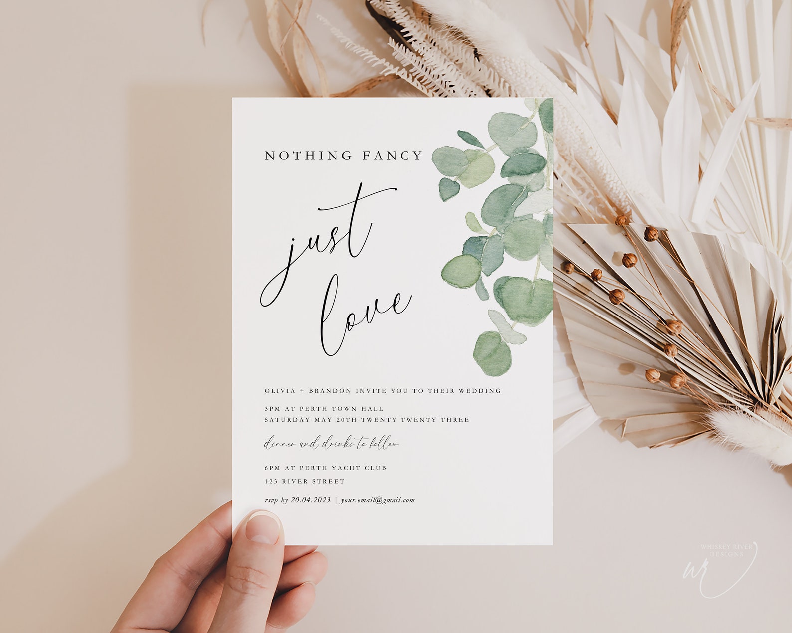 Intimate Wedding Invitation Template, Instant Download, Editable ...