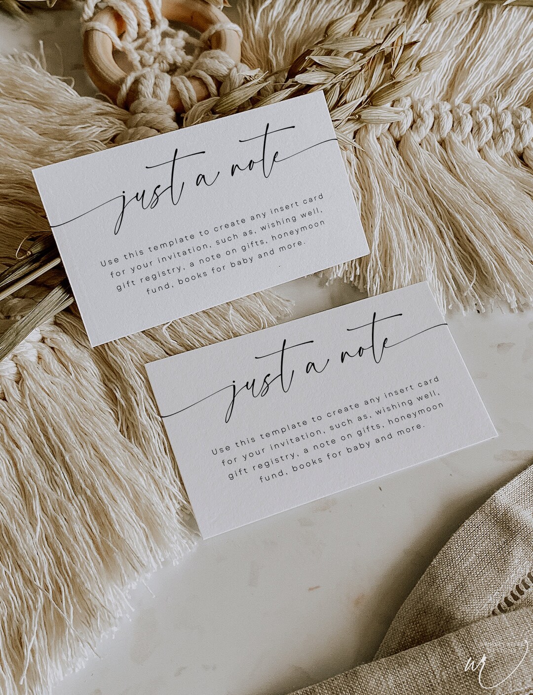 Printable Enclosure Cards Template, Instant Download, Modern Wedding ...