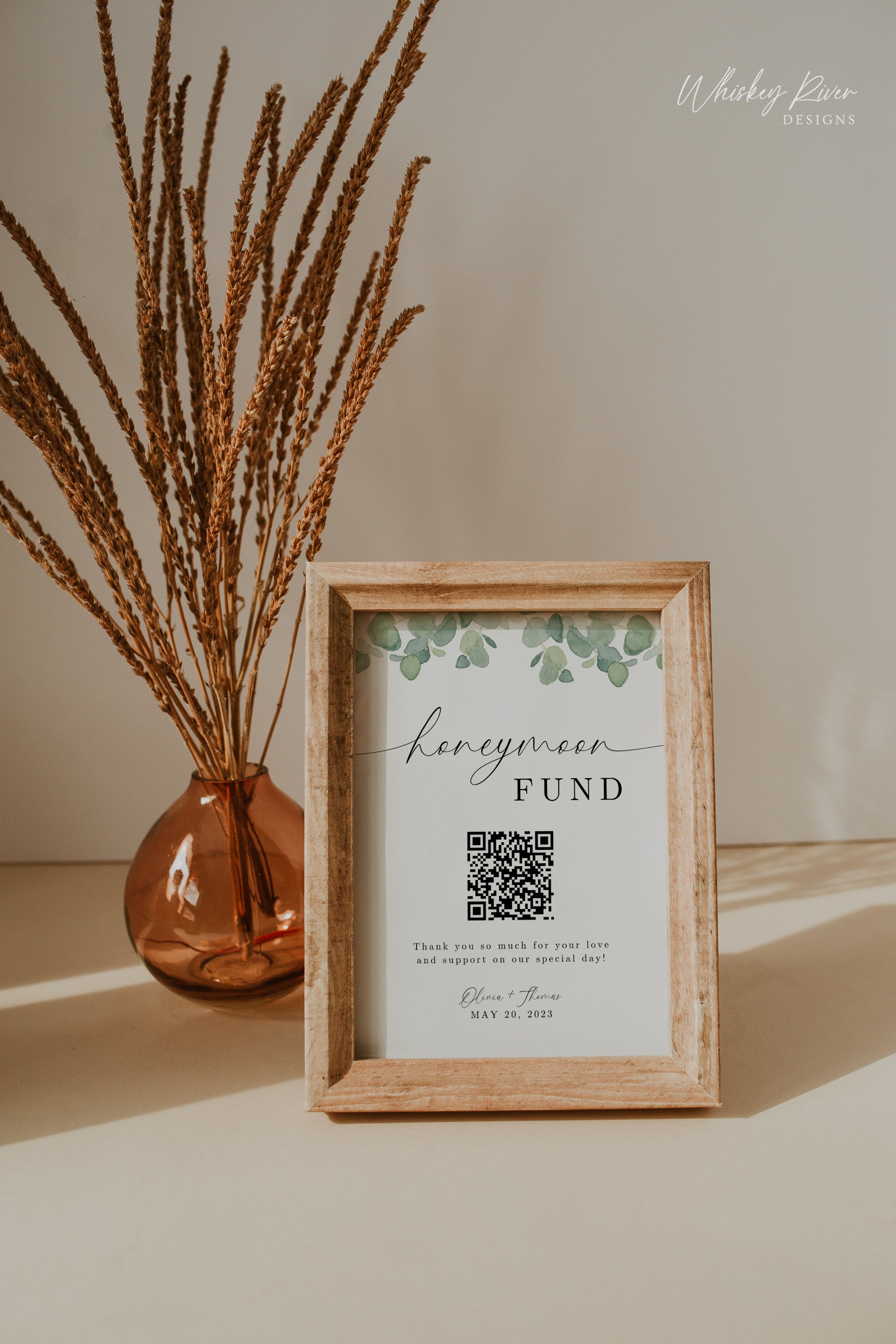 Wedding QR Code Honeymoon Fund Sign Template INSTANT DOWNLOAD, Editable ...