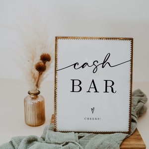 Minimalist Cash Bar Wedding Sign: Editable Template (instant Download ...