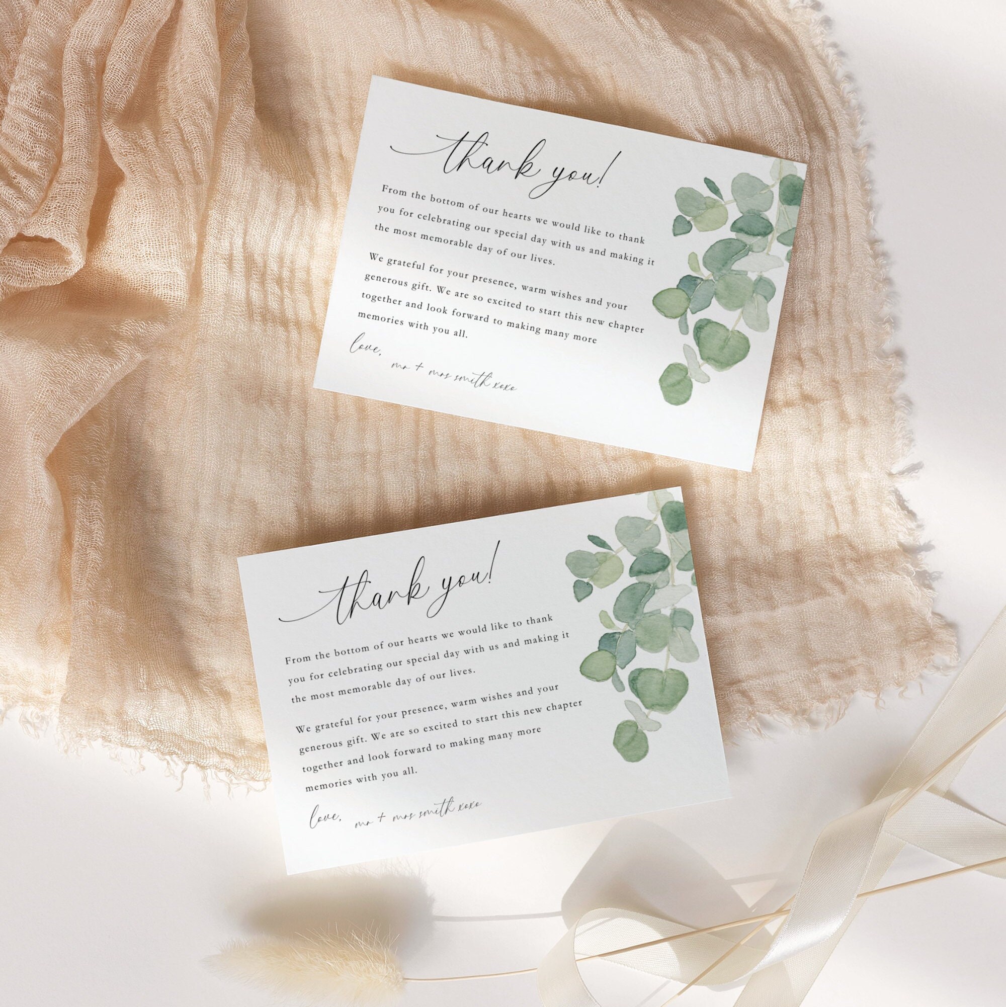 Thank You Note After Wedding Template INSTANT DOWNLOAD, Editable ...