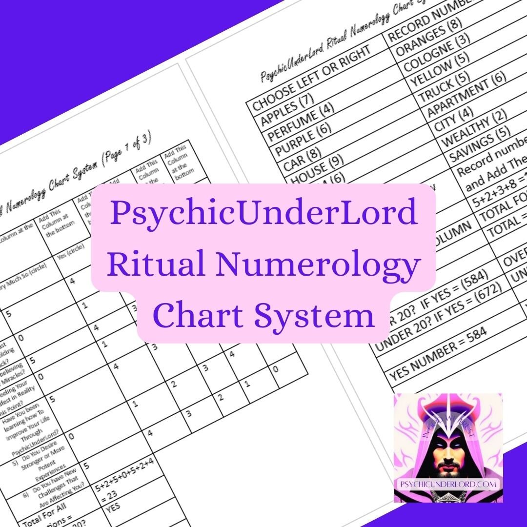 BUNDLE Official Psychicunderlord Ritual Numerology Chart System AND ...