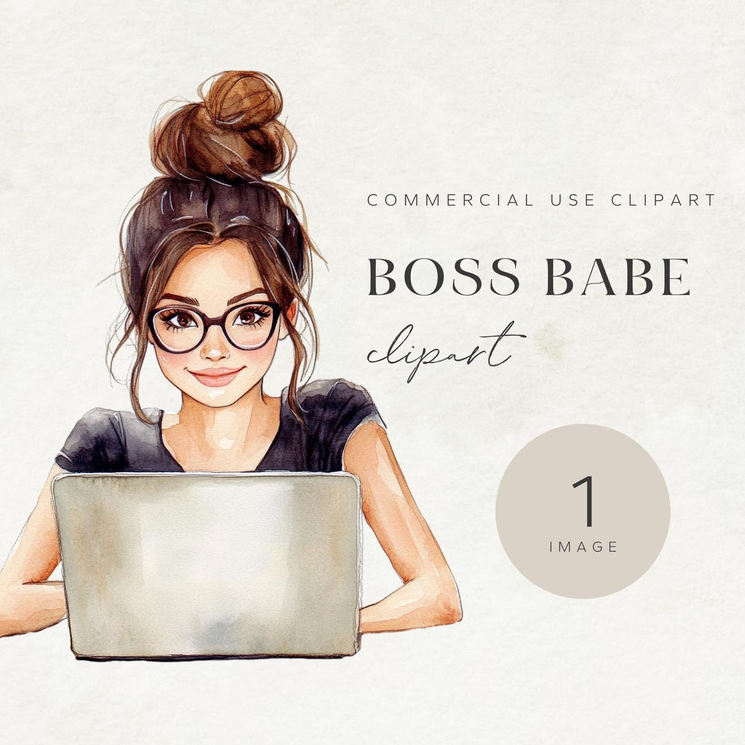 Computer Girl Clipart | Girl With Laptop | Girl With Glasses in Black ...
