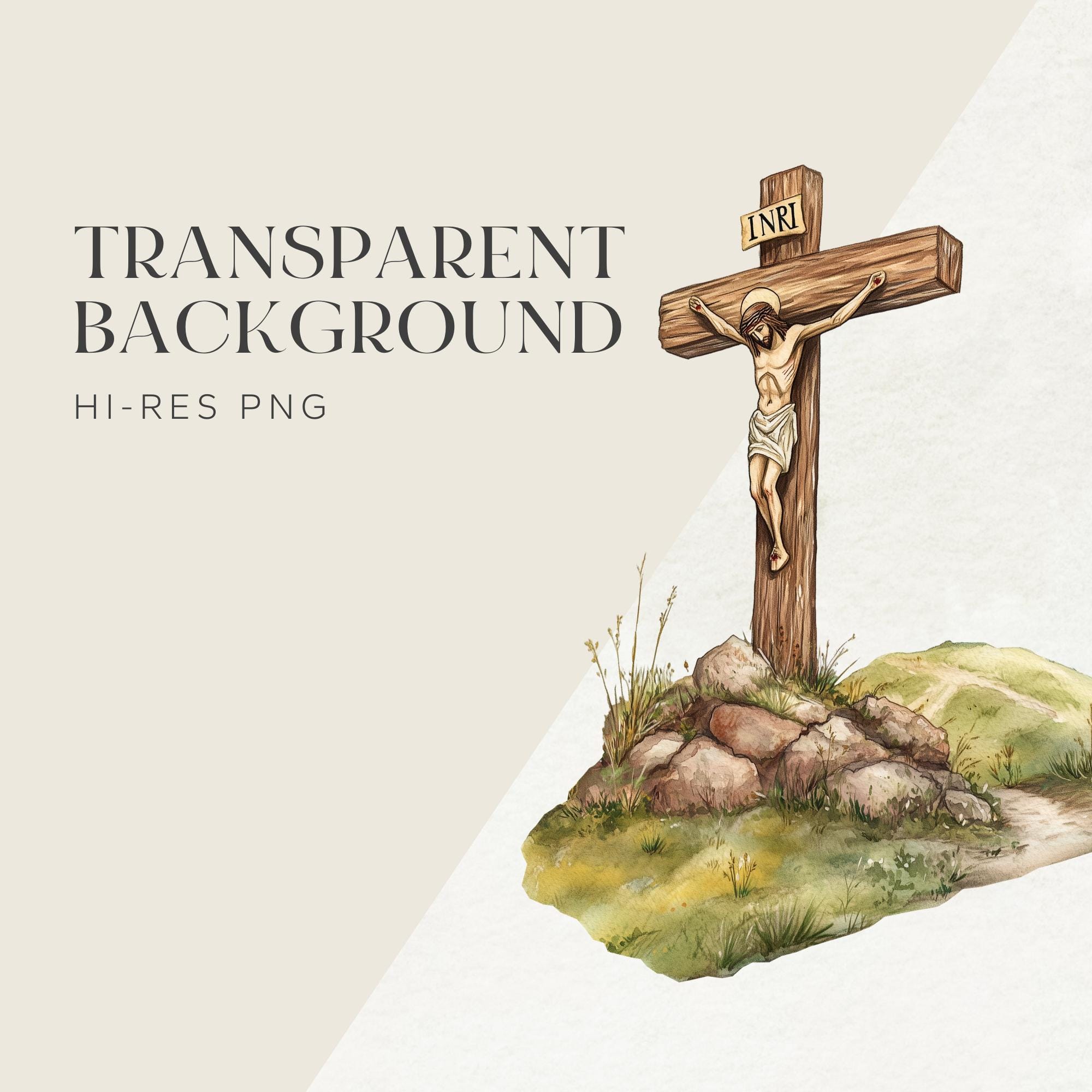The Crucifixion Clipart | Jesus on the Cross at Golgotha | Watercolour ...