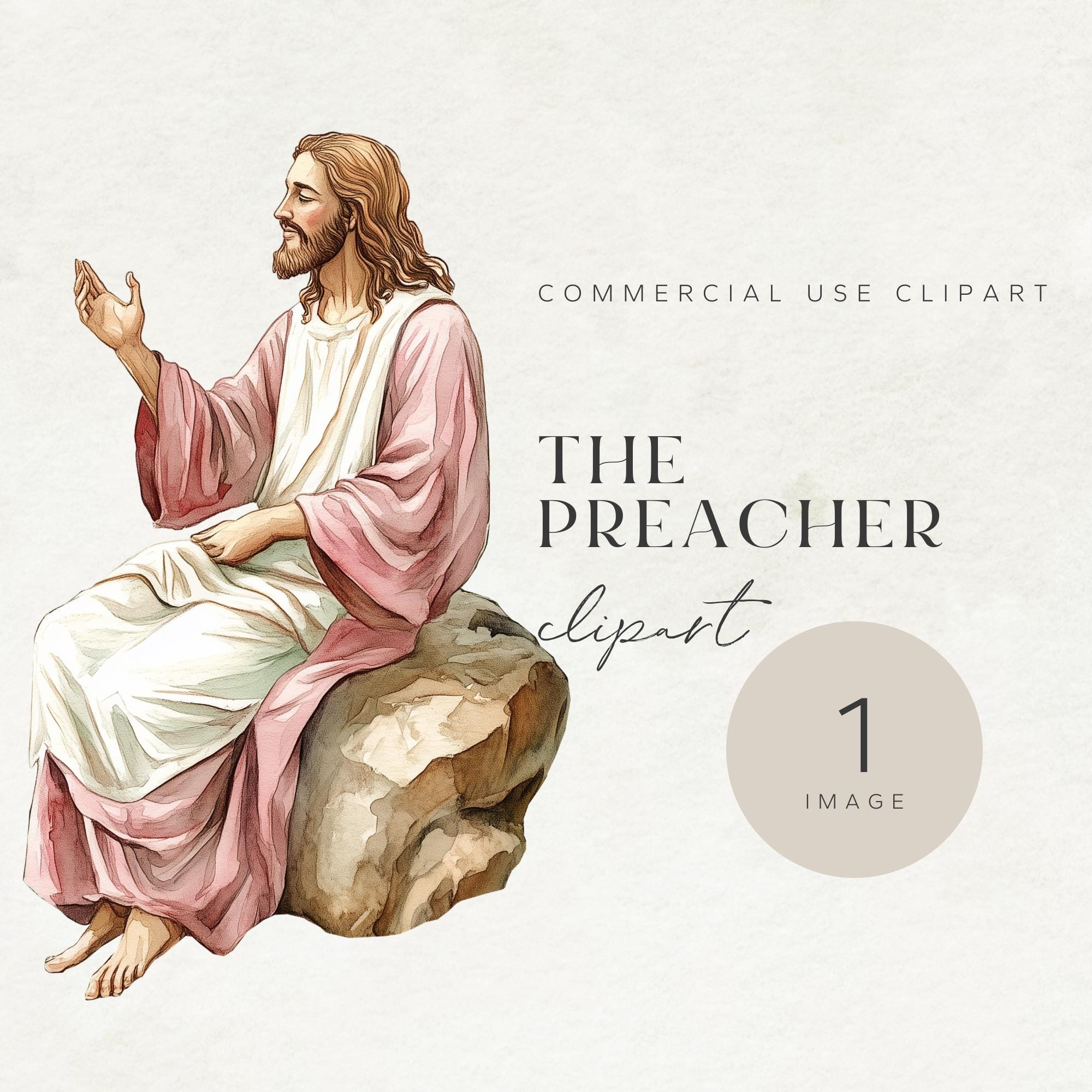The Preacher Clipart | Jesus Preaching in Watercolour | High-resolution ...