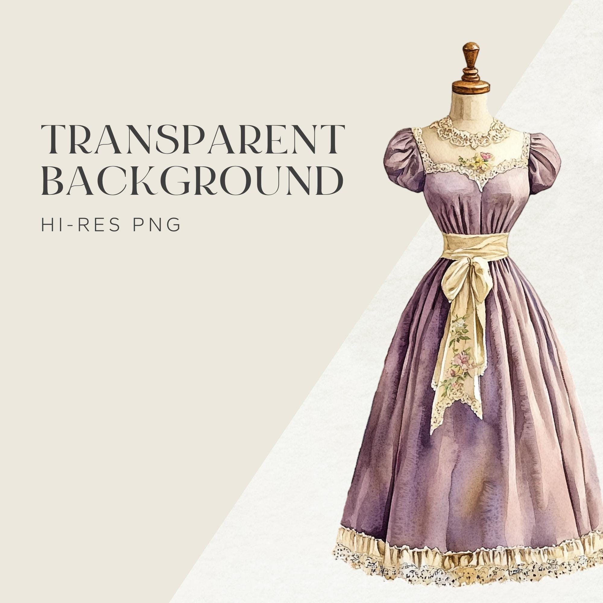 Collection of 10 Vintage Dresses Clipart | Watercolour Clipart ...