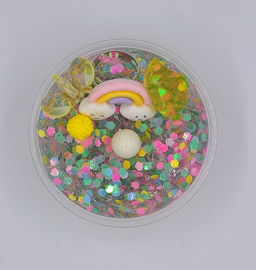 Rainbow Sunshine Glitter Slime With Fun Charms - Etsy