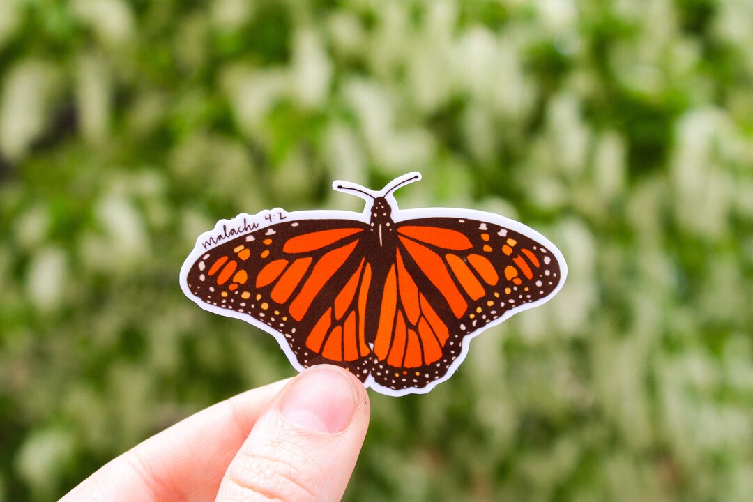 Healing in His Wings - Waterproof Sticker - Orange Monarch Butterfly ...