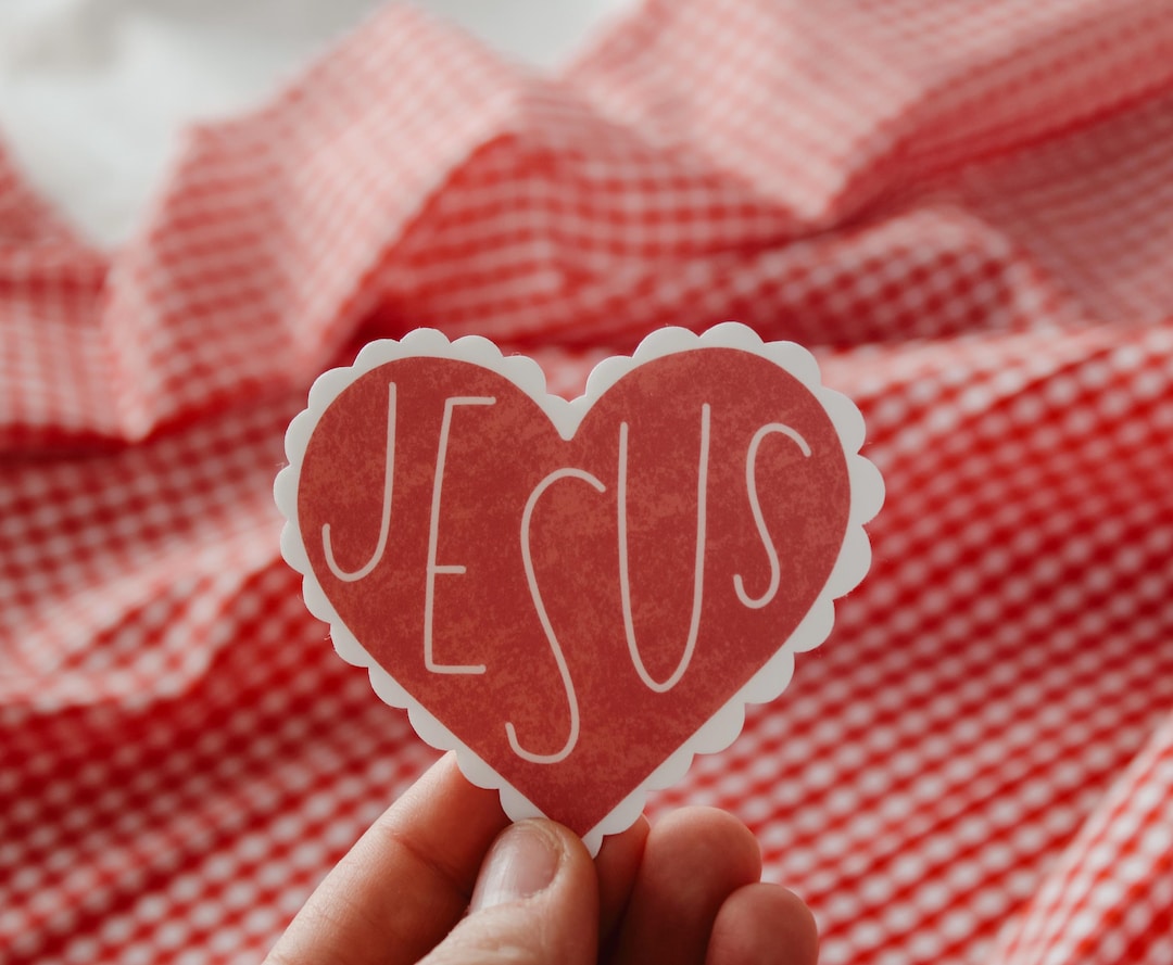 Jesus Heart Sticker - Jesus Valentines Sticker - Christian Sticker ...