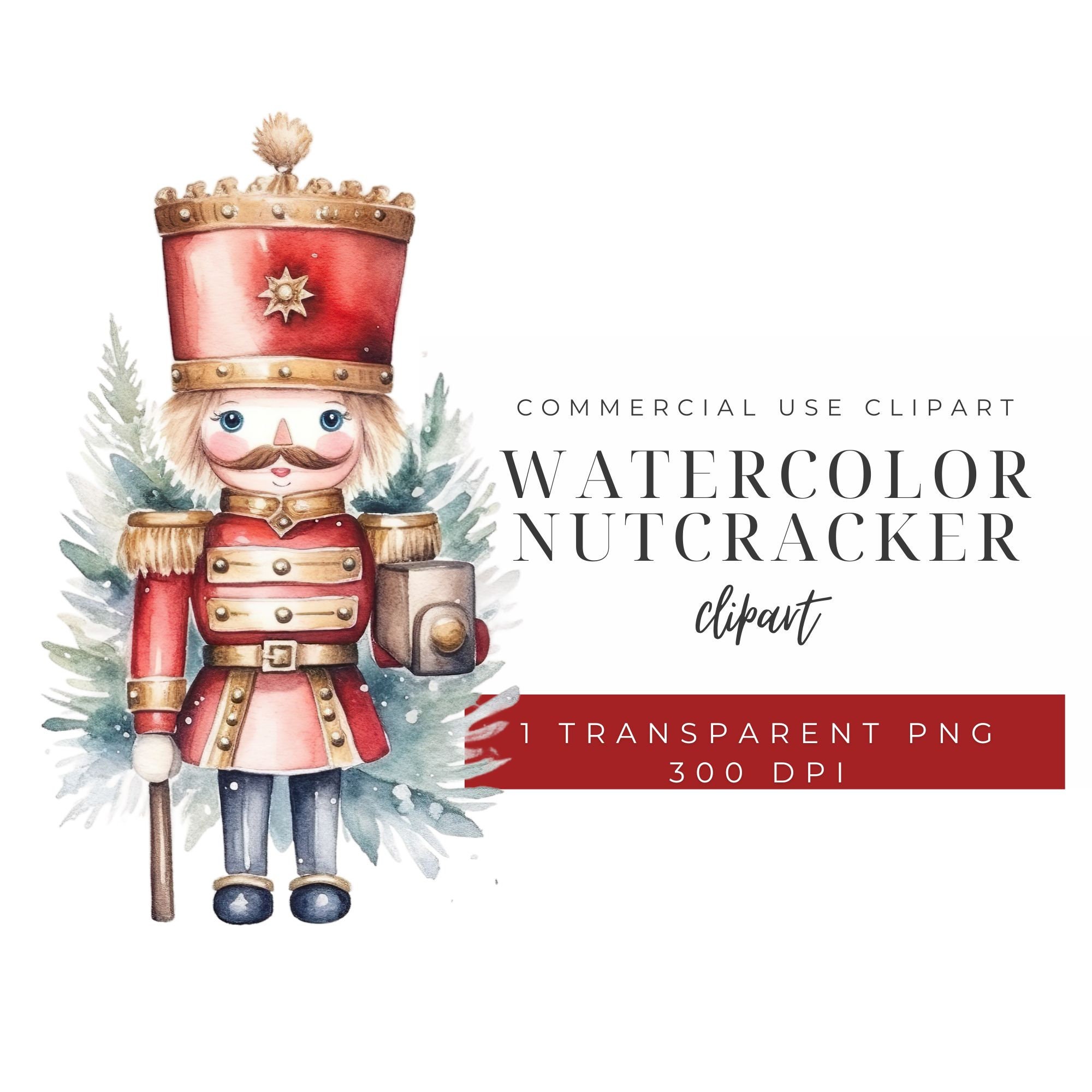 Cute Watercolor Nutcracker Clipart, Commercial Use, PNG, Digital ...