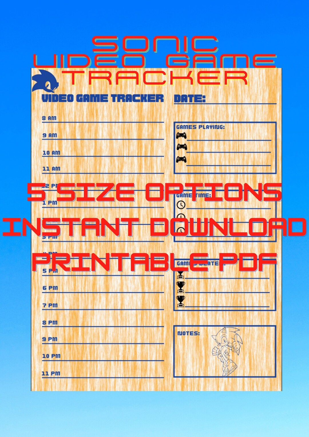 Sonic Video Game Tracker Printable Gamer Log Daily Tracker - Etsy