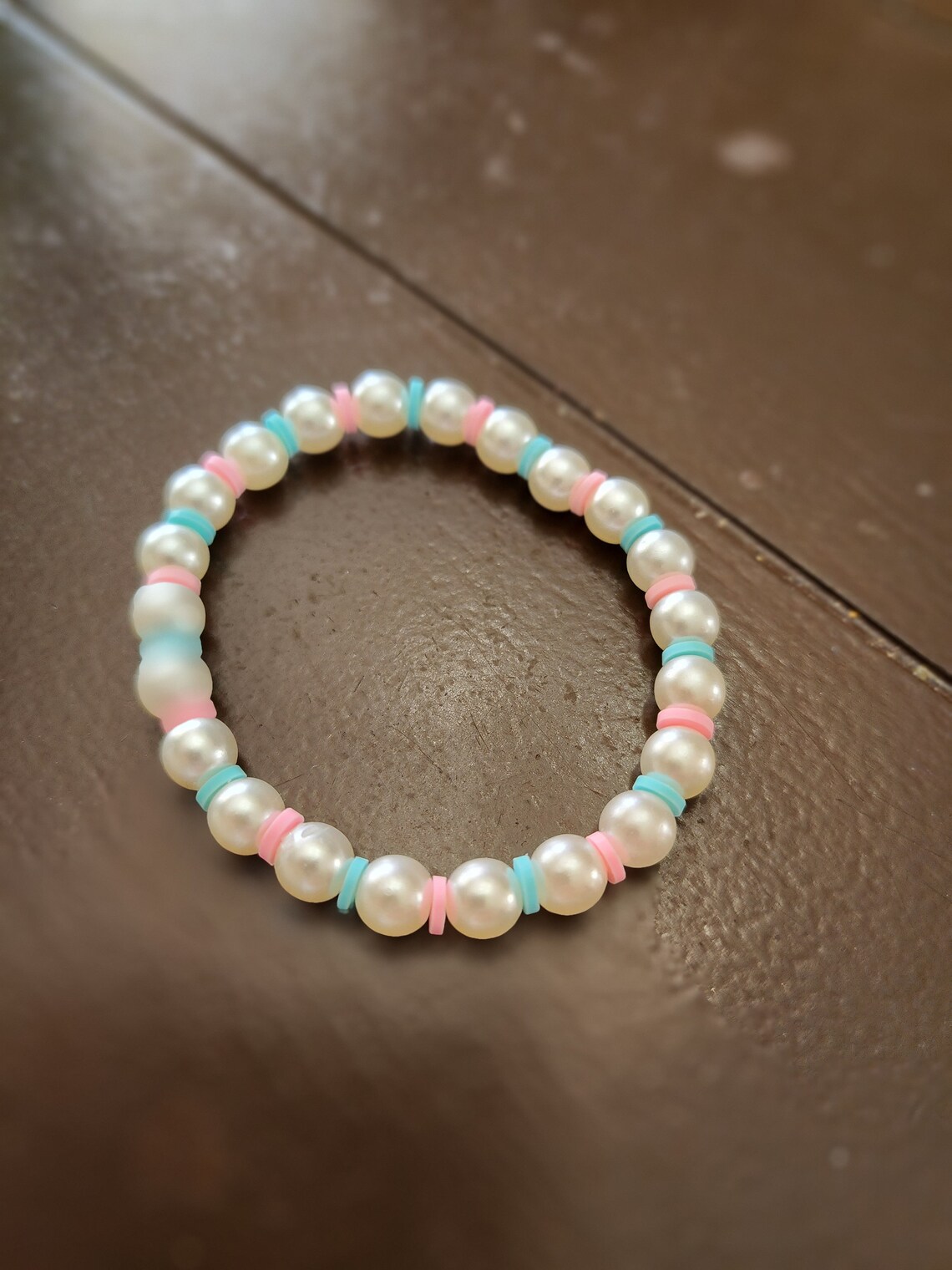 Bubble Gum Clay Bead and Pearl Bracelet - Etsy