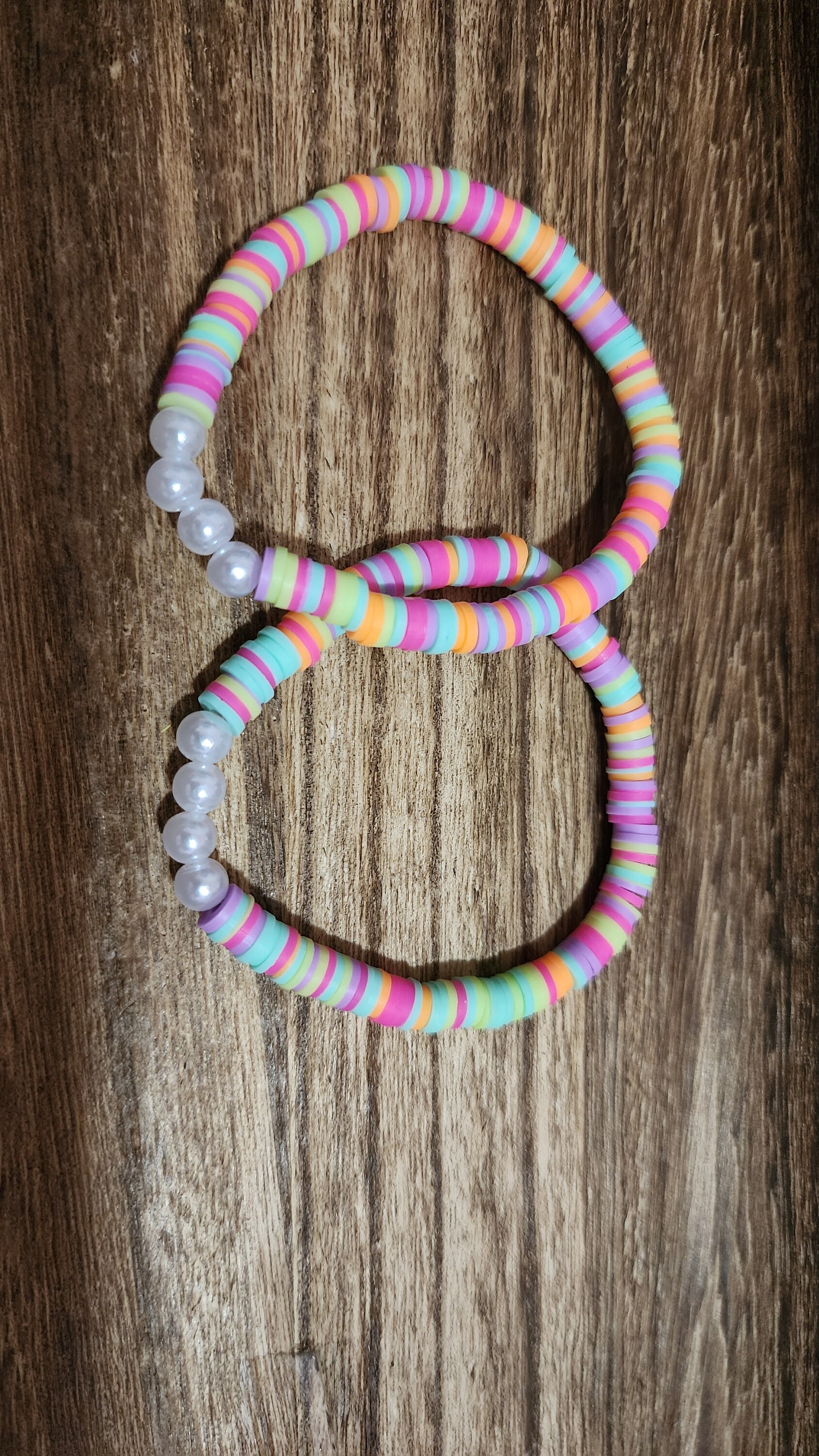 Neon & Pearls Clay Bead Bracelet - Etsy