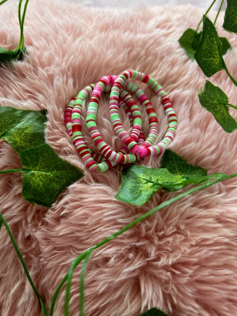 Preppy "watermelon Themed" Clay Bead Bracelet - Etsy