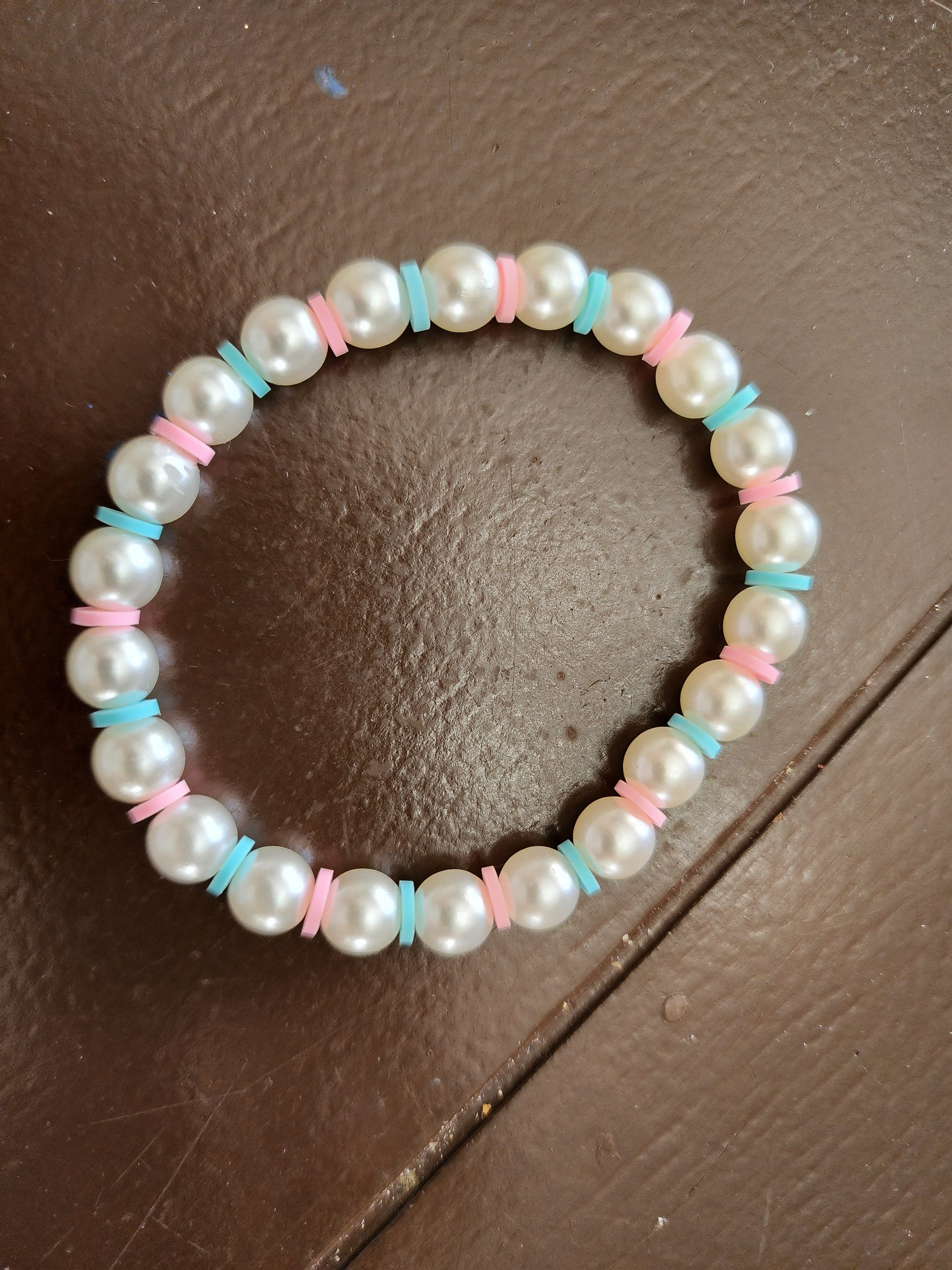 Bubble Gum Clay Bead and Pearl Bracelet - Etsy
