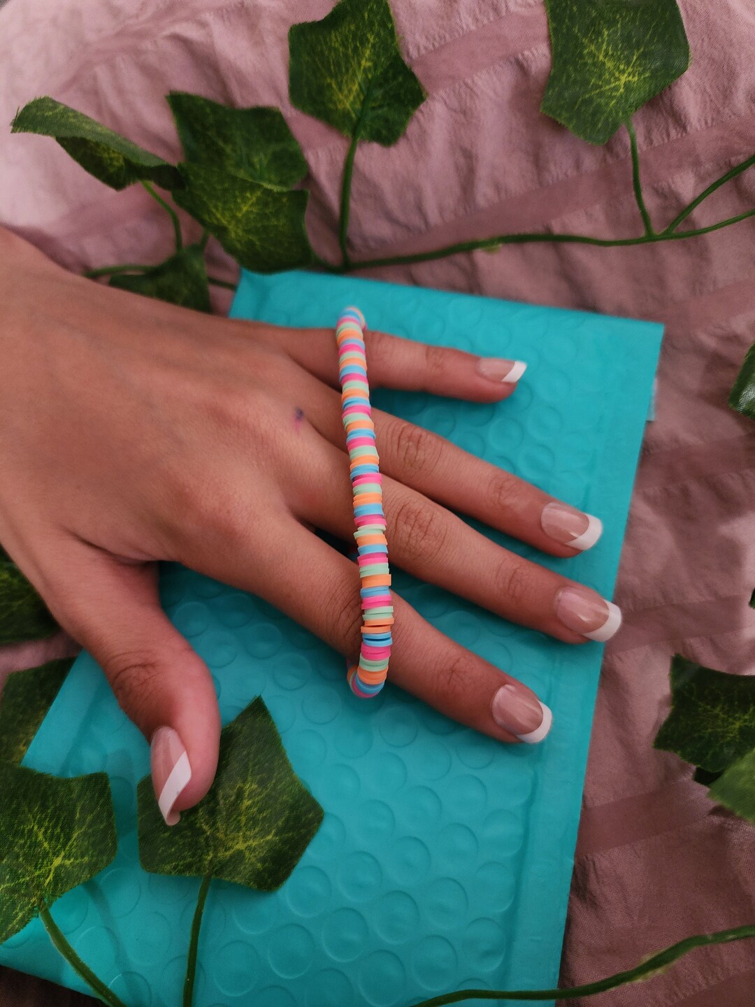 Neon Clay Bead Bracelet - Etsy