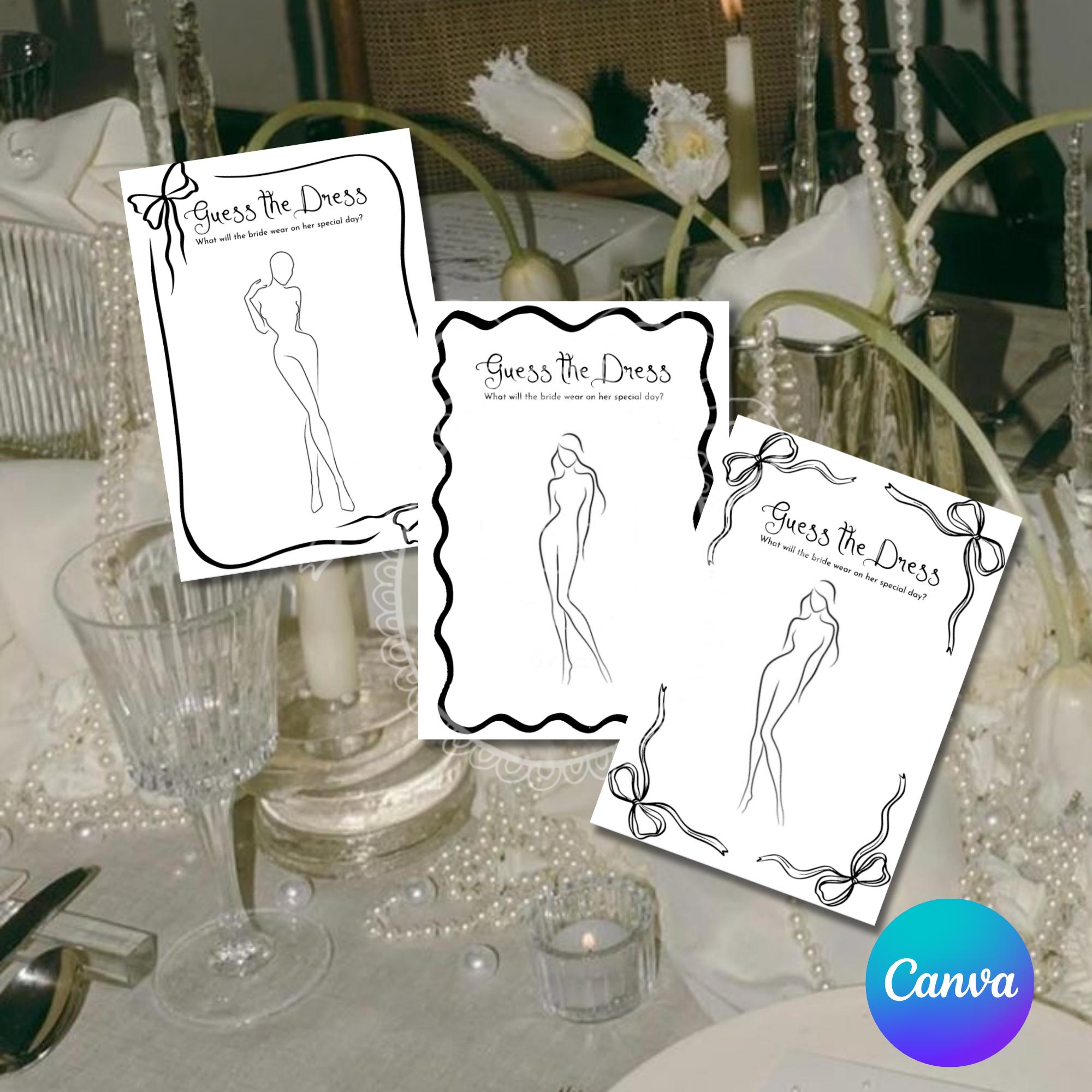 Elegant "guess the Dress" Template Bundle | 4 Canva Customisable ...