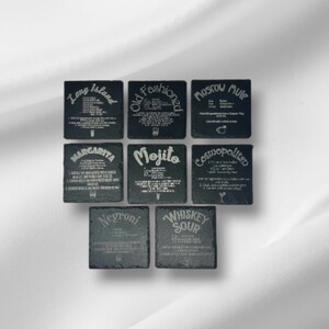 Cocktail Recipe Slate Coasters Bar Bartender Cocktail Mixes Gift for Him Her Birthday Wedding ...