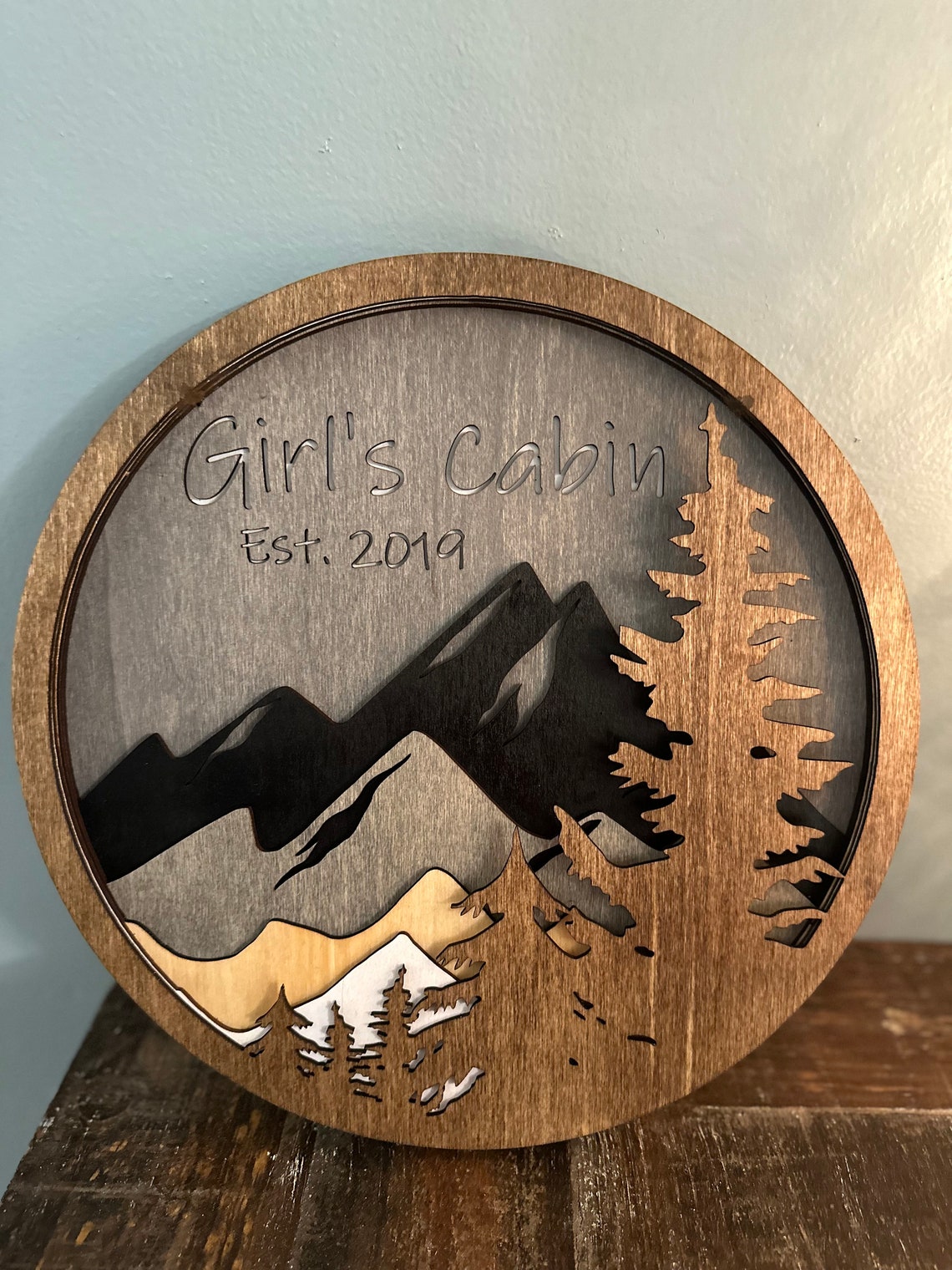 Wood Mountain View Wall Decor Display Mountain Gift Outdoor Mountain ...