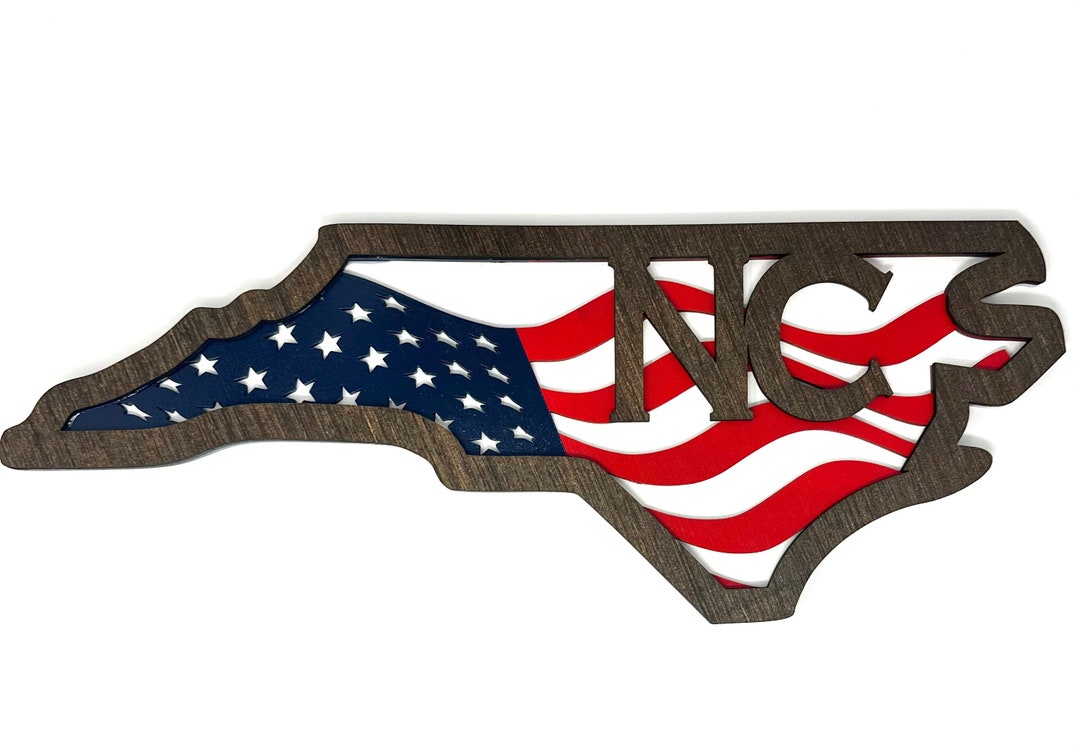 North Carolina Flag Sign State Wood Sign With Flag Sign for State Wall ...