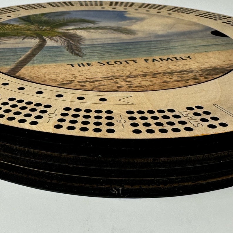 Photo Cribbage Board Gift, Logo, Personalized Round Color Cribbage ...
