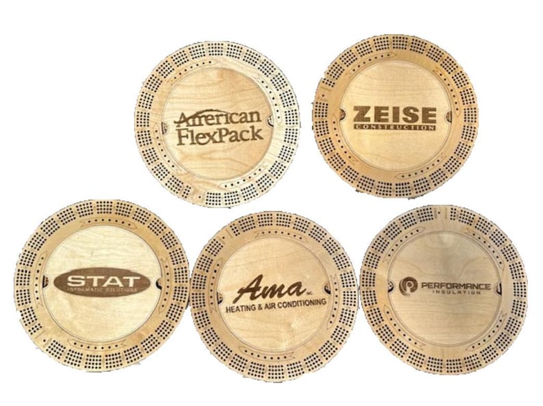Company Logo Cribbage Board, Corporate Gift, Employee Gift Round ...