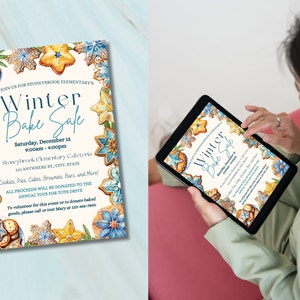 Winter Bake Sale Flyer, Bake Sale Editable Template, Flyer Template ...